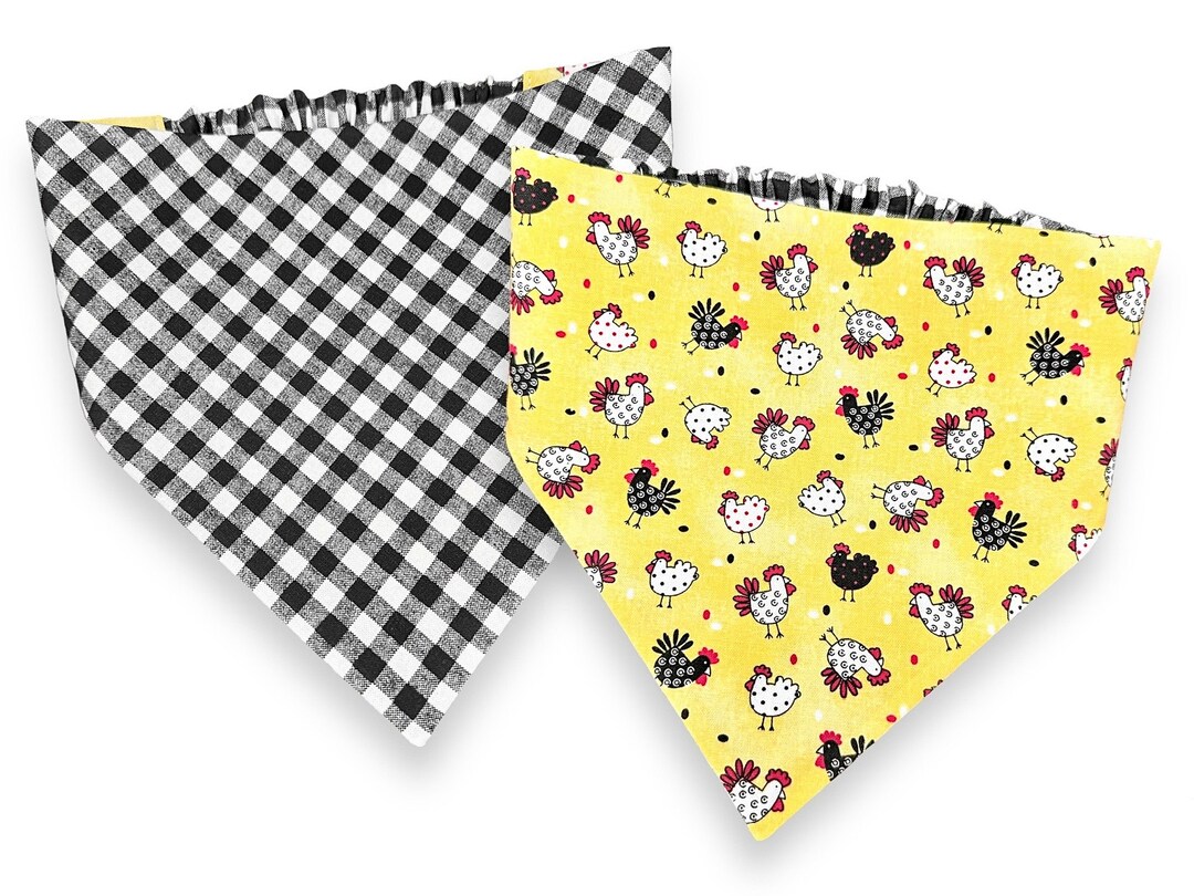 Chicken Dog Bandana, Reversible Scrunchie Bandana, Slip-on Elastic Pet ...
