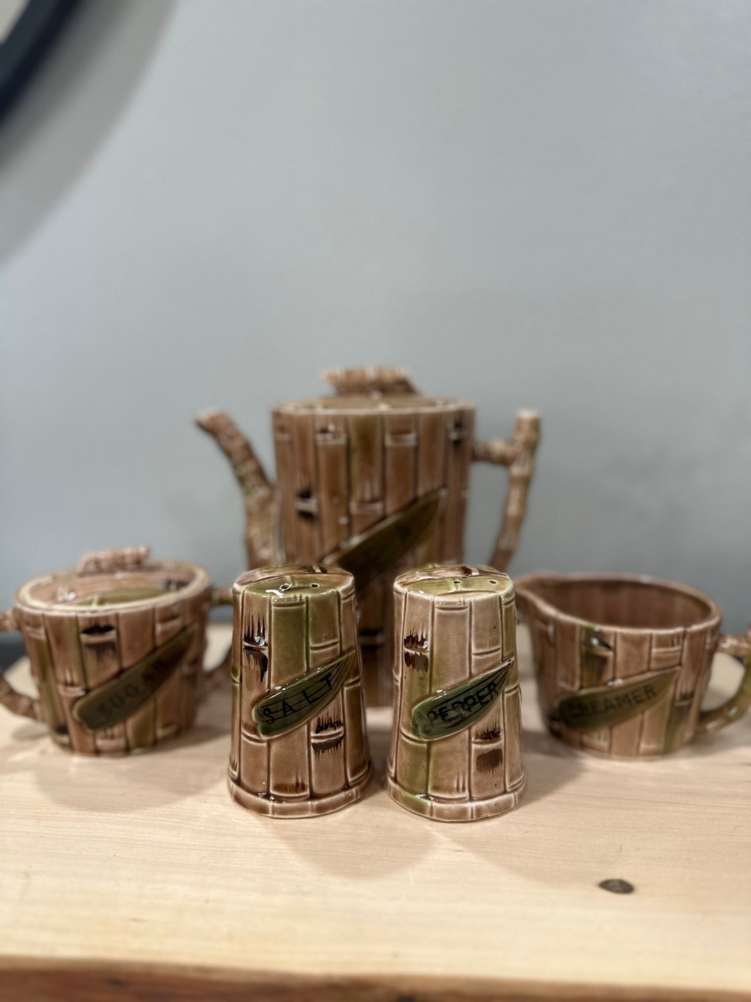 Vintage Mid Century Bamboo Tea Service Set - Etsy