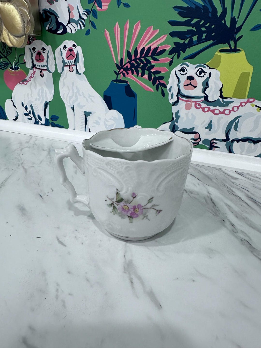 Antique Porcelain Floral Designed Mustache Cup - Etsy