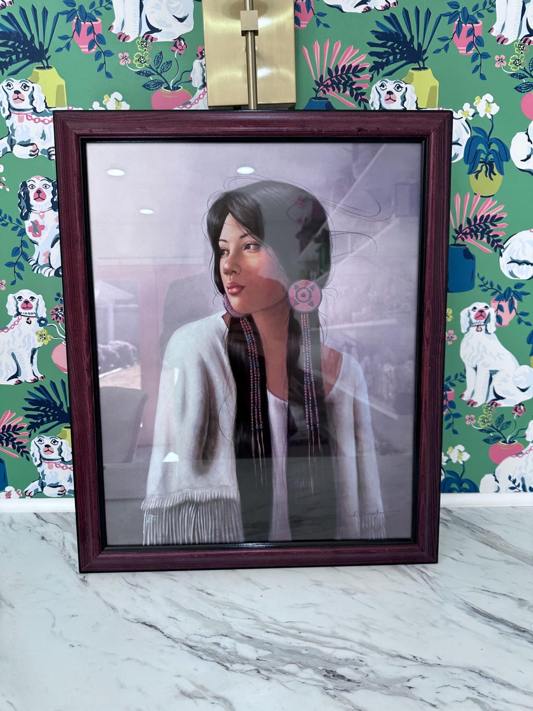 Vintage CJ Roman Native American Indian Young Girl Framed Print - Etsy