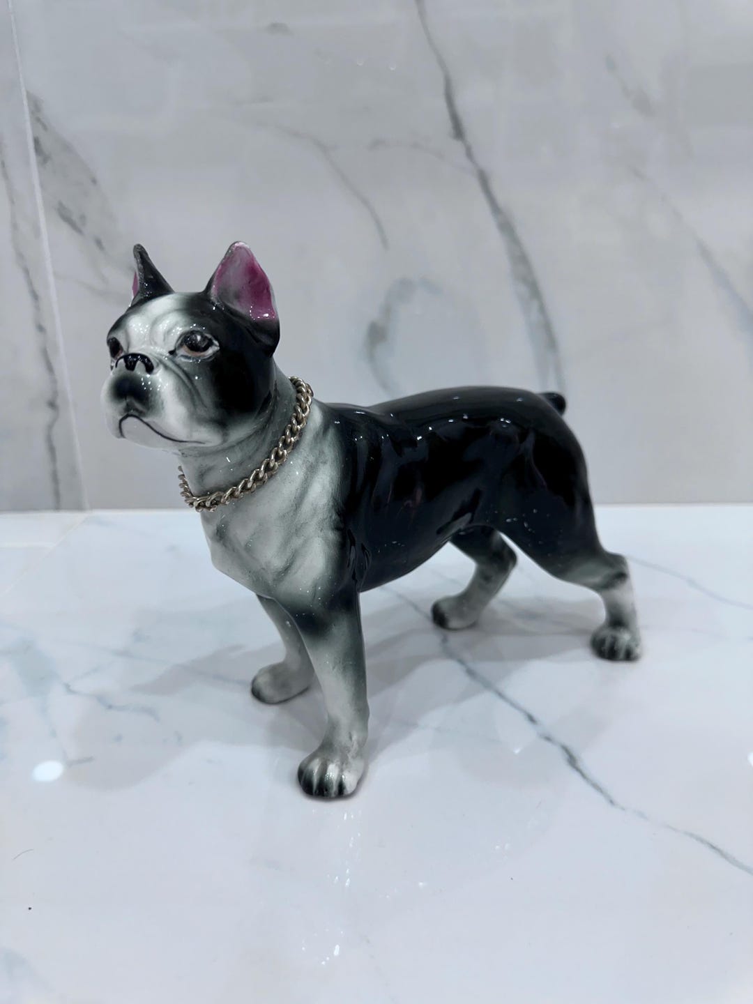 Vintage Porcelain Boston Terrier Dog Statue Figurine - Etsy