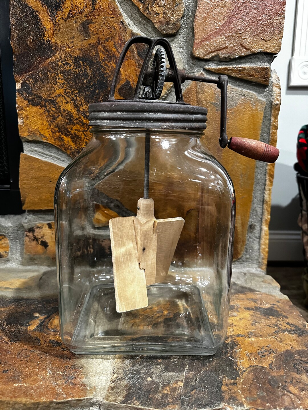 Antique Glass Hand Cranked Butter Churn - Etsy