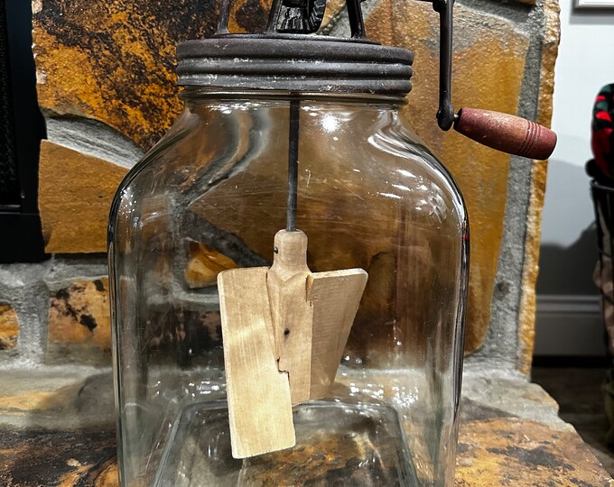 Antique Glass Hand Cranked Butter Churn - Etsy