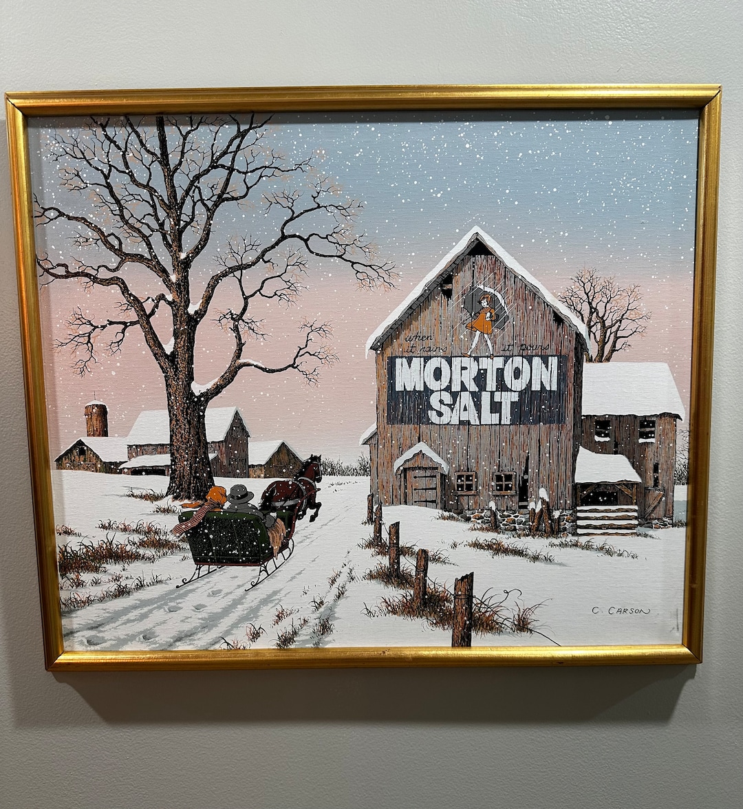 Vintage Framed C. Carson Morton Salt Barn Winter Scene Canvas - Etsy
