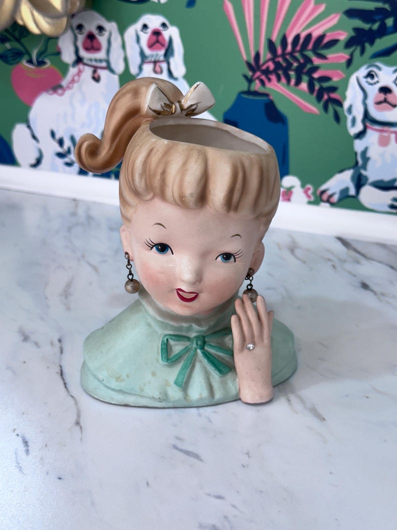 Vintage Napco “engaged Girl” Head Vase - Etsy