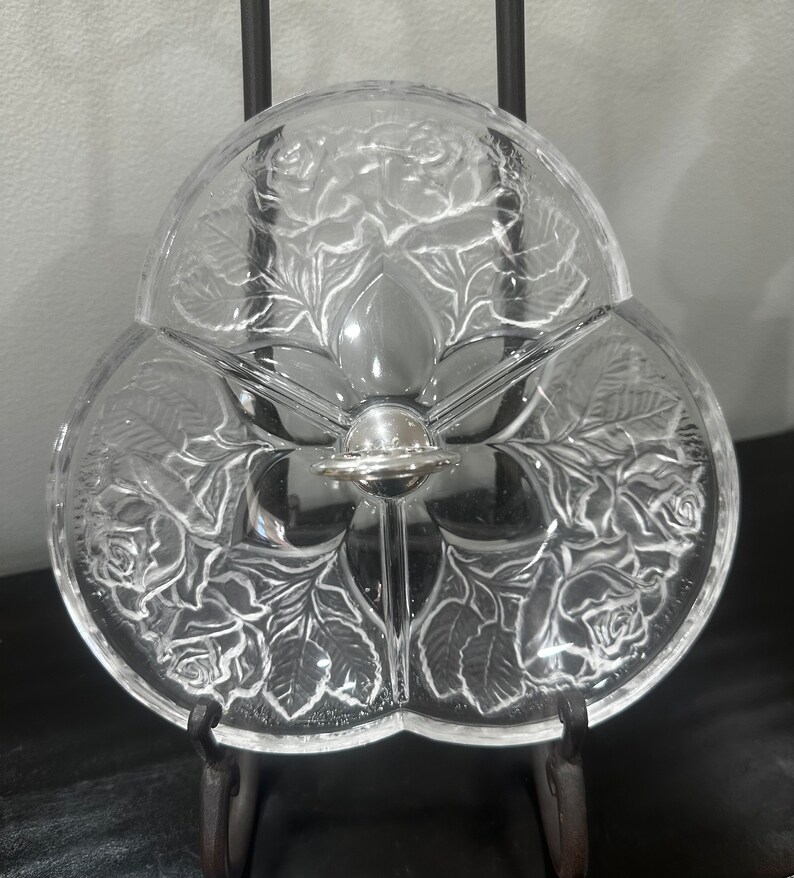 Vintage 3 Part Relish/candy Frosted Roses Dish - Etsy