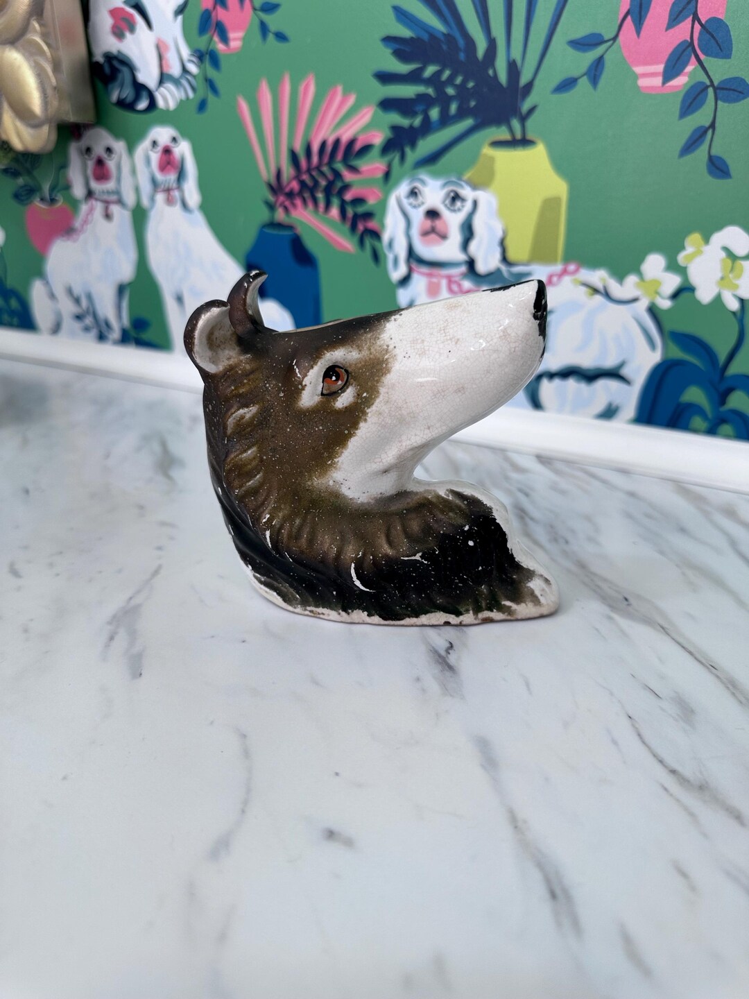 Vintage Ceramic Collie Dog Head Figurine Wall Decor - Etsy