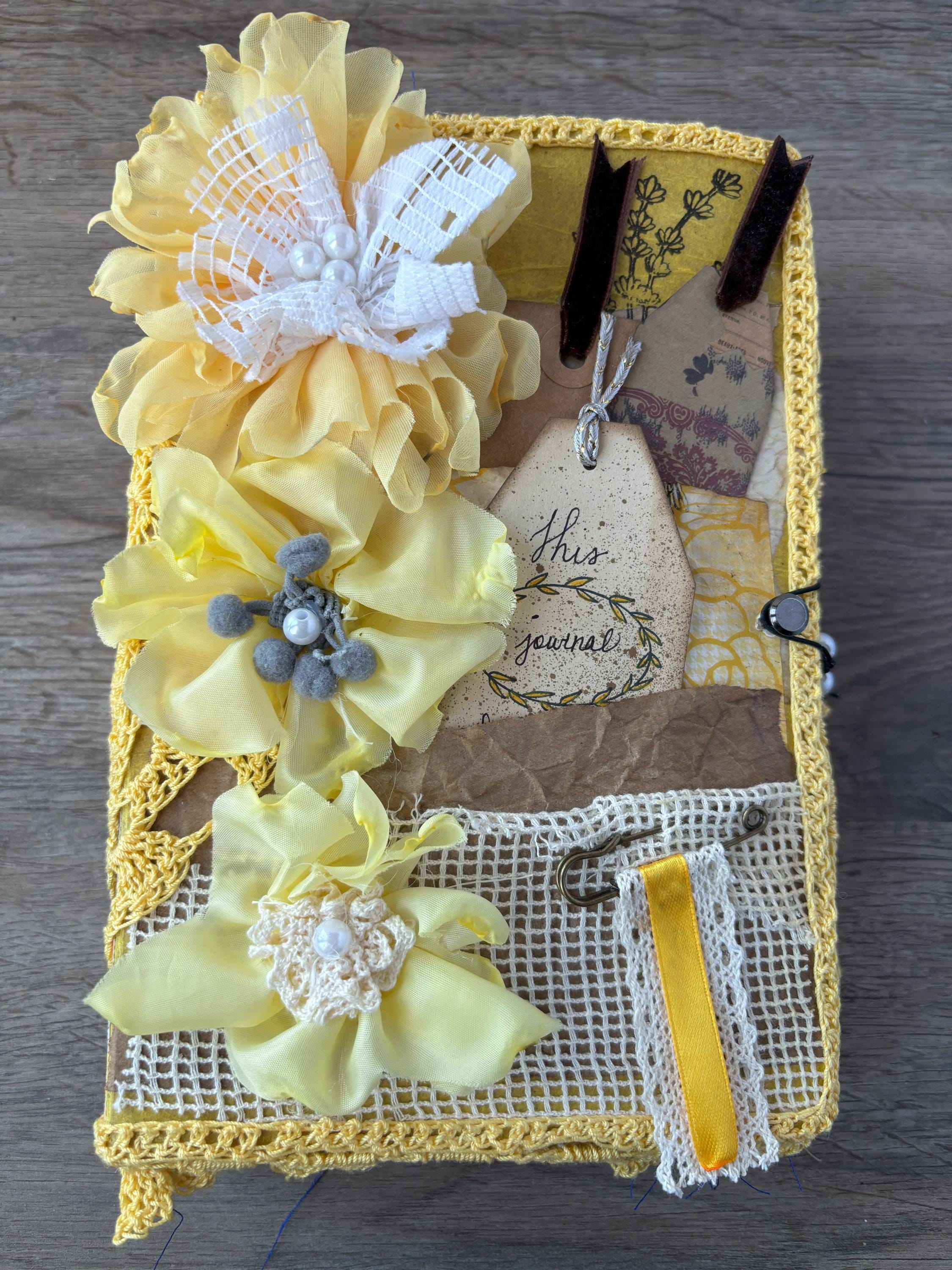 Yellow Flower Theme Tea Dyed Journal. Perfect for Writing and Keepsakes ...