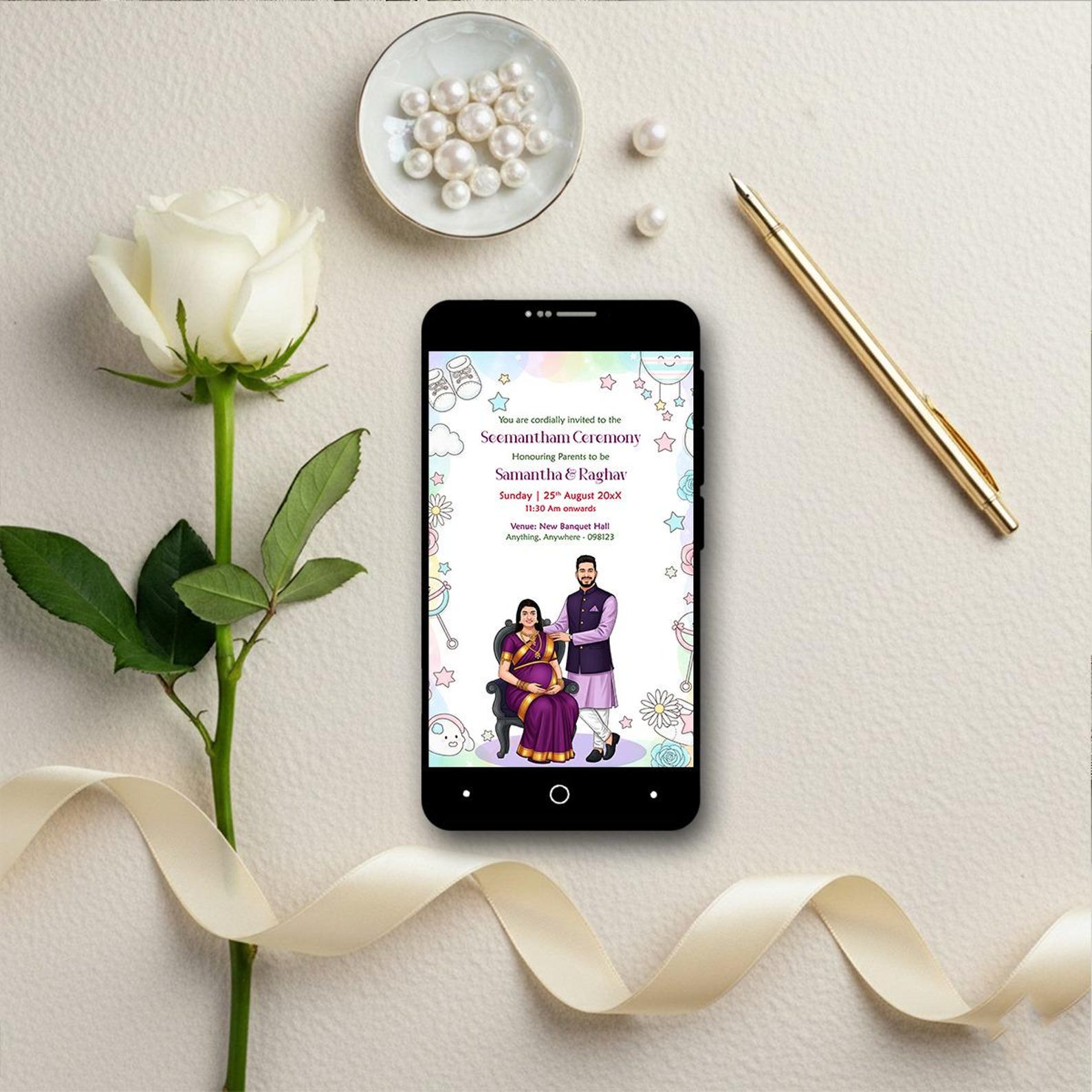 Custom Indian Baby Shower, Seemantha, Valaikappu, Maternity Invite ...