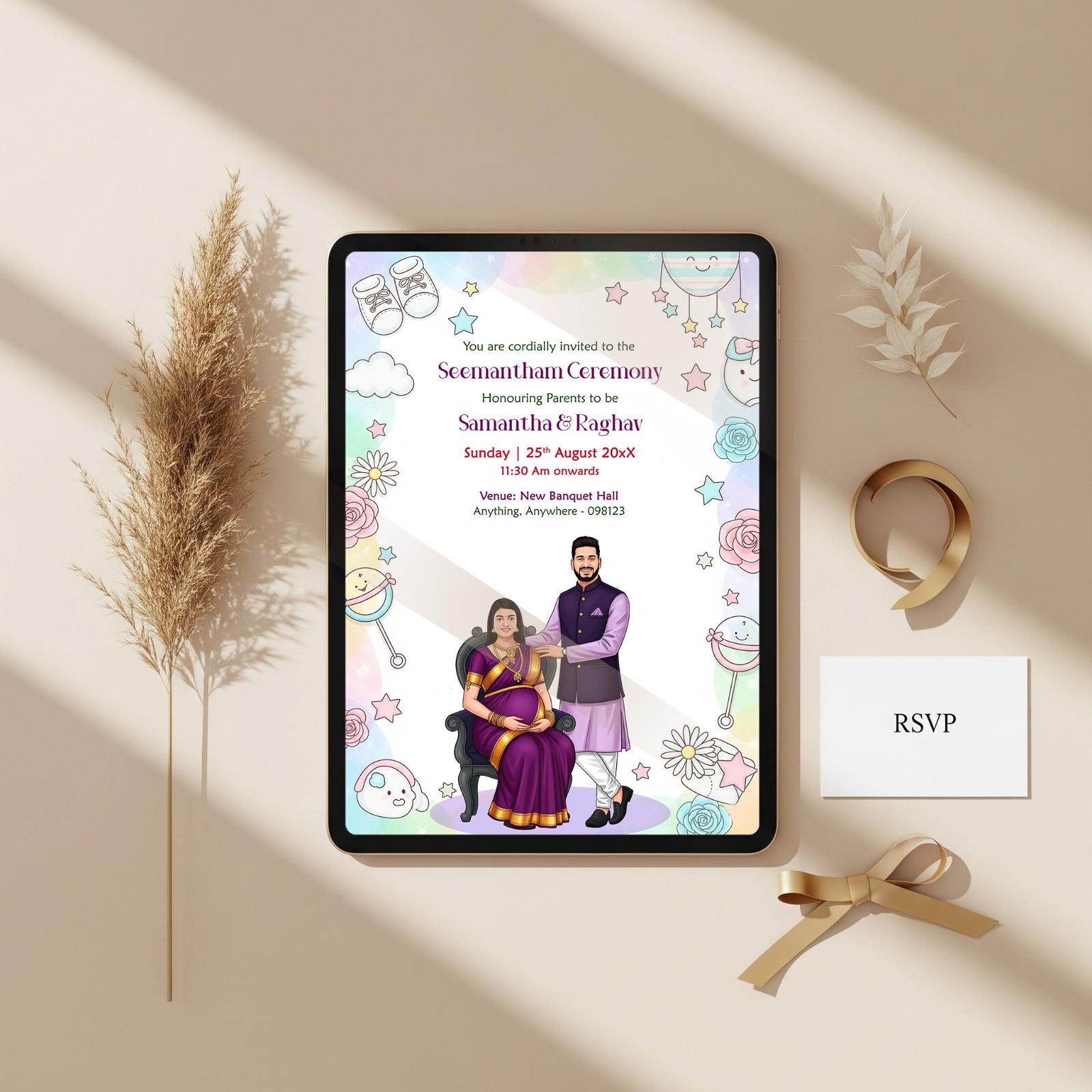 Custom Indian Baby Shower, Seemantha, Valaikappu, Maternity Invite ...
