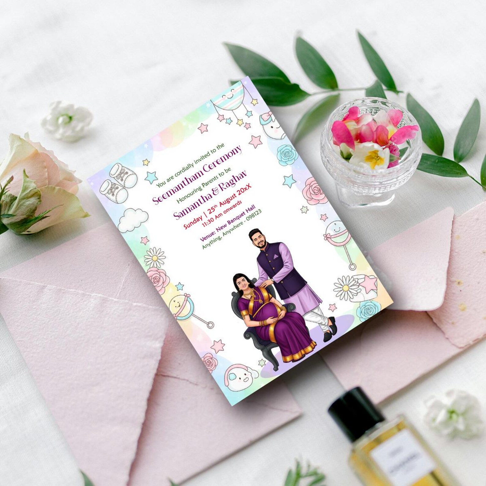 Custom Indian Baby Shower, Seemantha, Valaikappu, Maternity Invite ...
