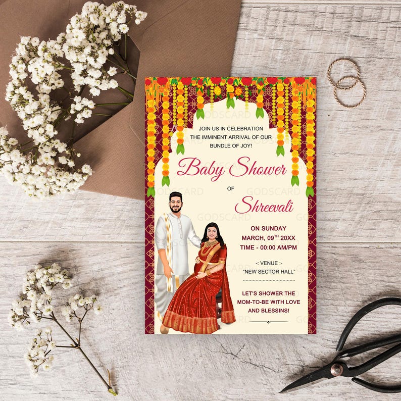 Custom Indian Baby Shower, Seemantha, Valaikappu, Godh Bharai ...