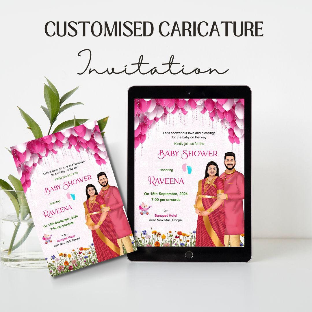 Indian Baby Shower Invitation Valaikappu, Hindu Godh Bharai Invite ...