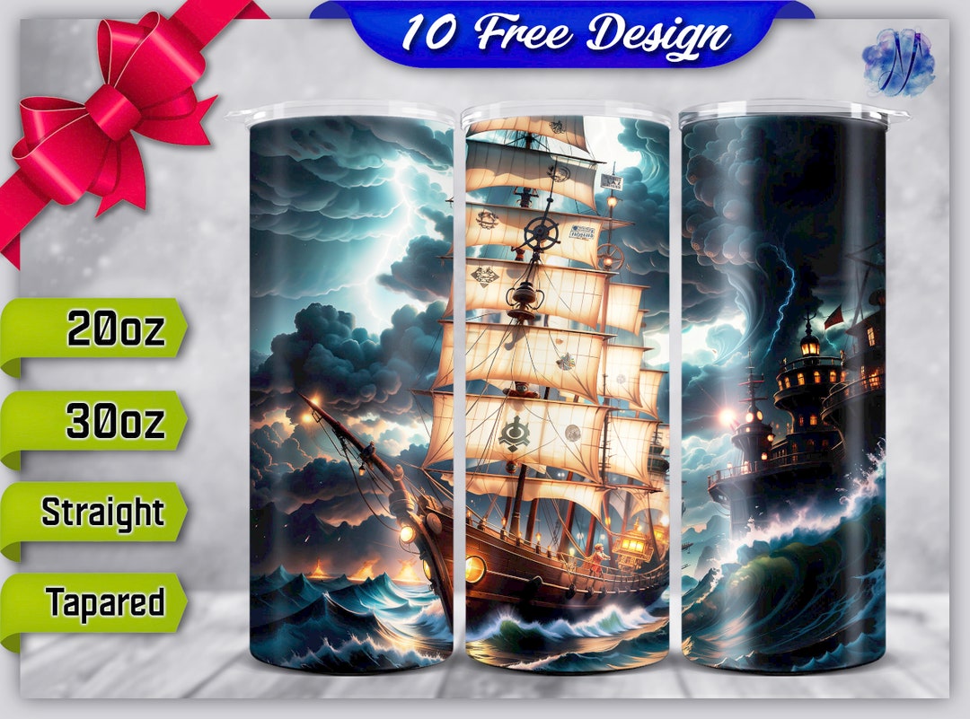 Ocean Pirate Ship Tumbler Sublimation Designs Png, Boat Skinnytumbler ...