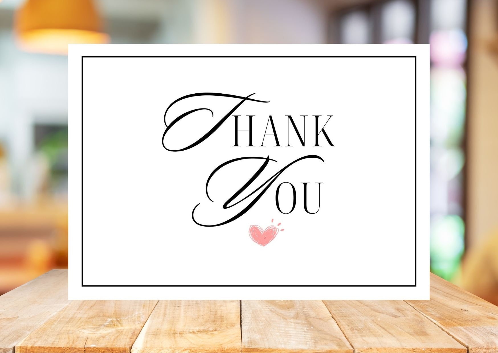 Script Thank You Card Template, Thank You Card Printable, Calligraphy ...