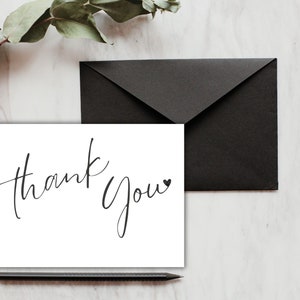 Script Thank You Card Template, Thank You Card Printable, Calligraphy ...
