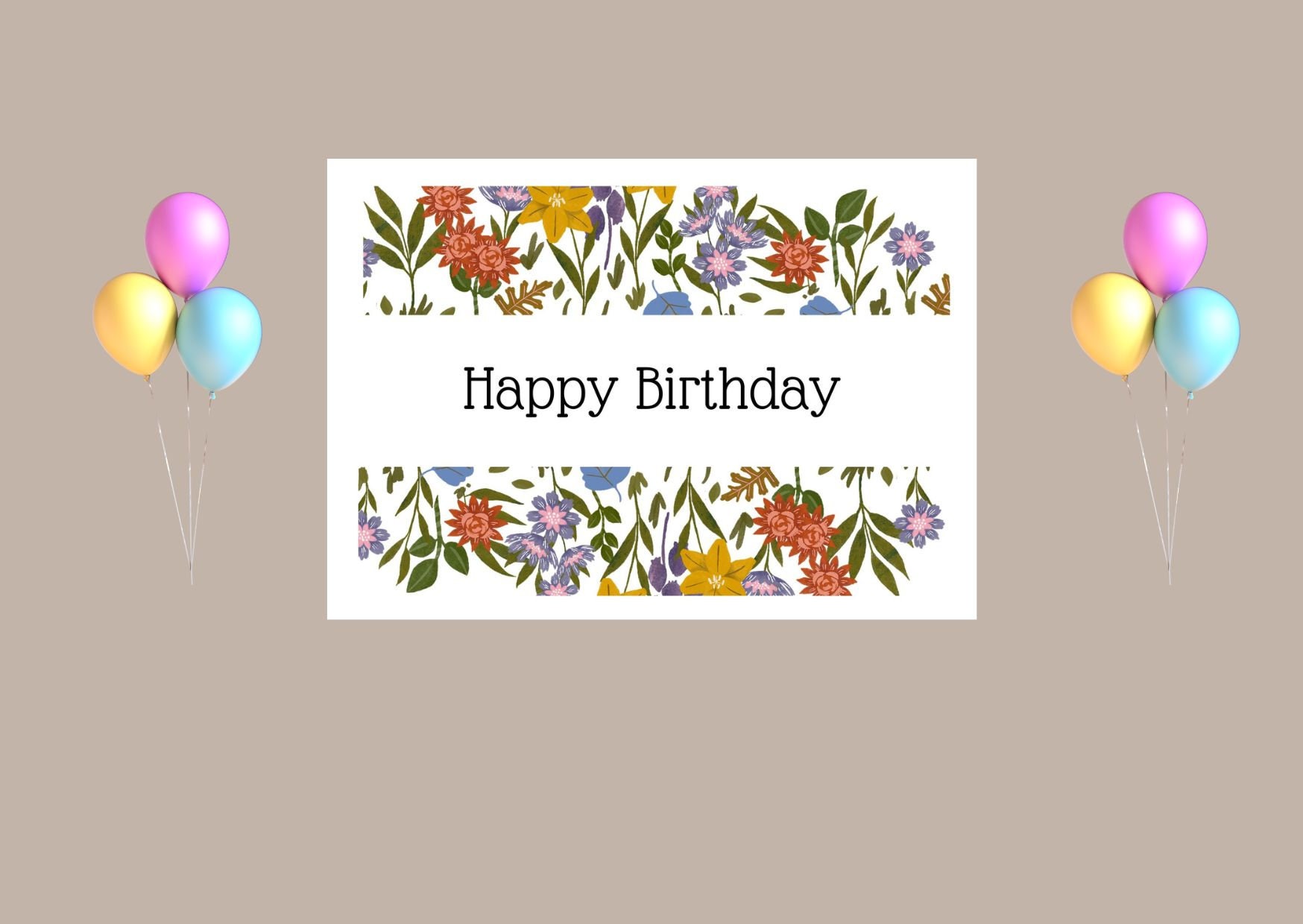 PRINTABLE EDITABLE Happy Birthday Card, Instant/digital Download ...