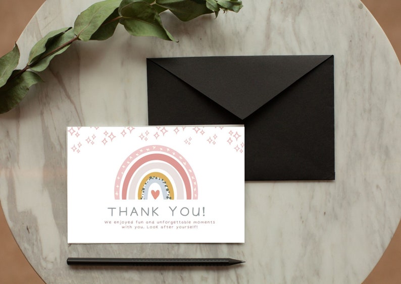 Script Thank You Card Template, Thank You Card Printable, Calligraphy ...