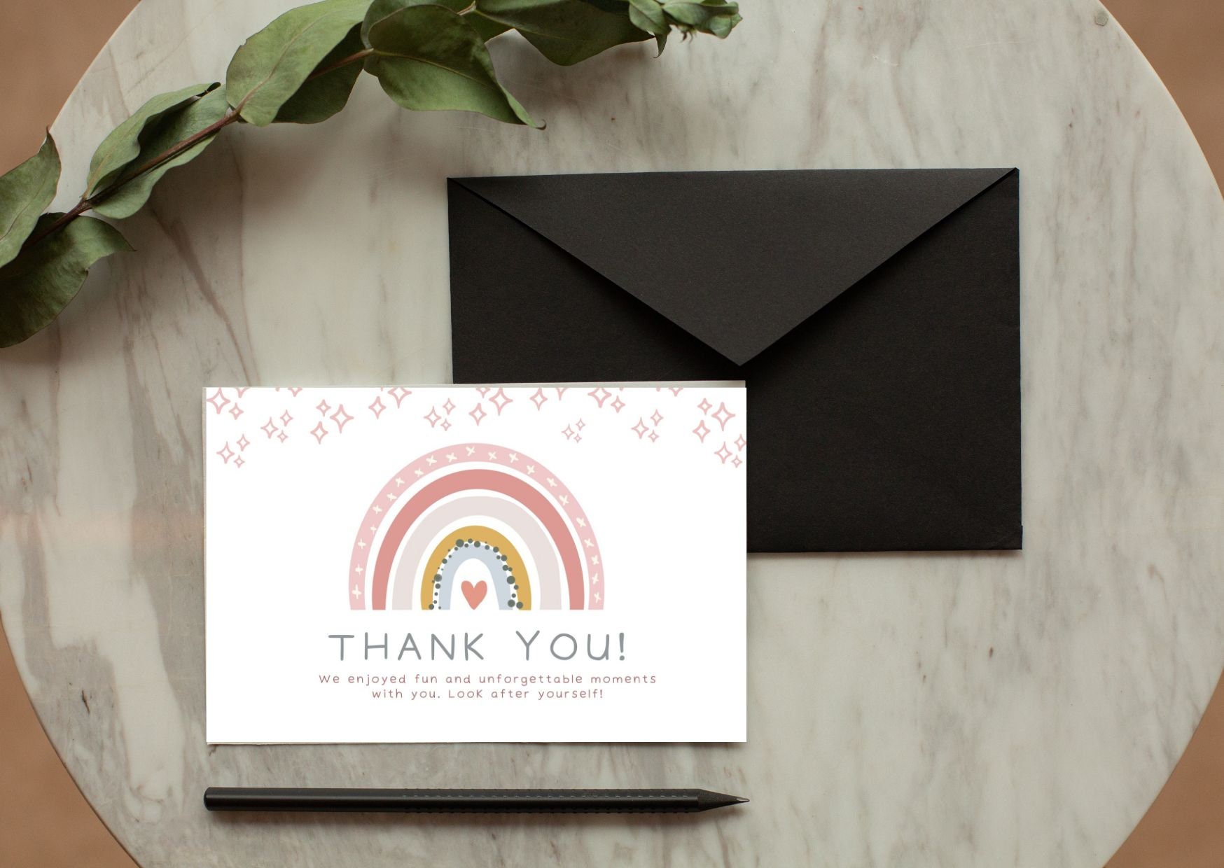 Script Thank You Card Template, Thank You Card Printable, Calligraphy ...