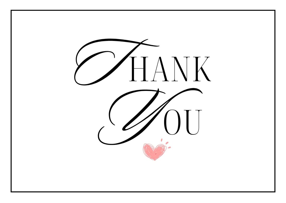 Script Thank You Card Template, Thank You Card Printable, Calligraphy ...