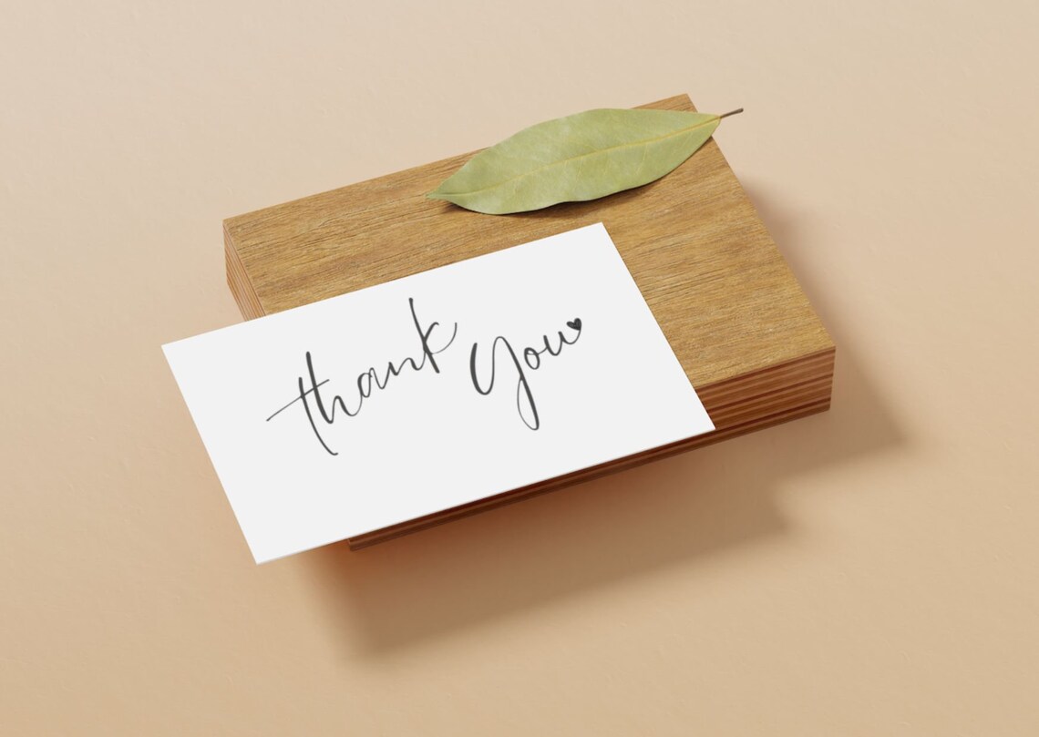 Script Thank You Card Template, Thank You Card Printable, Calligraphy ...