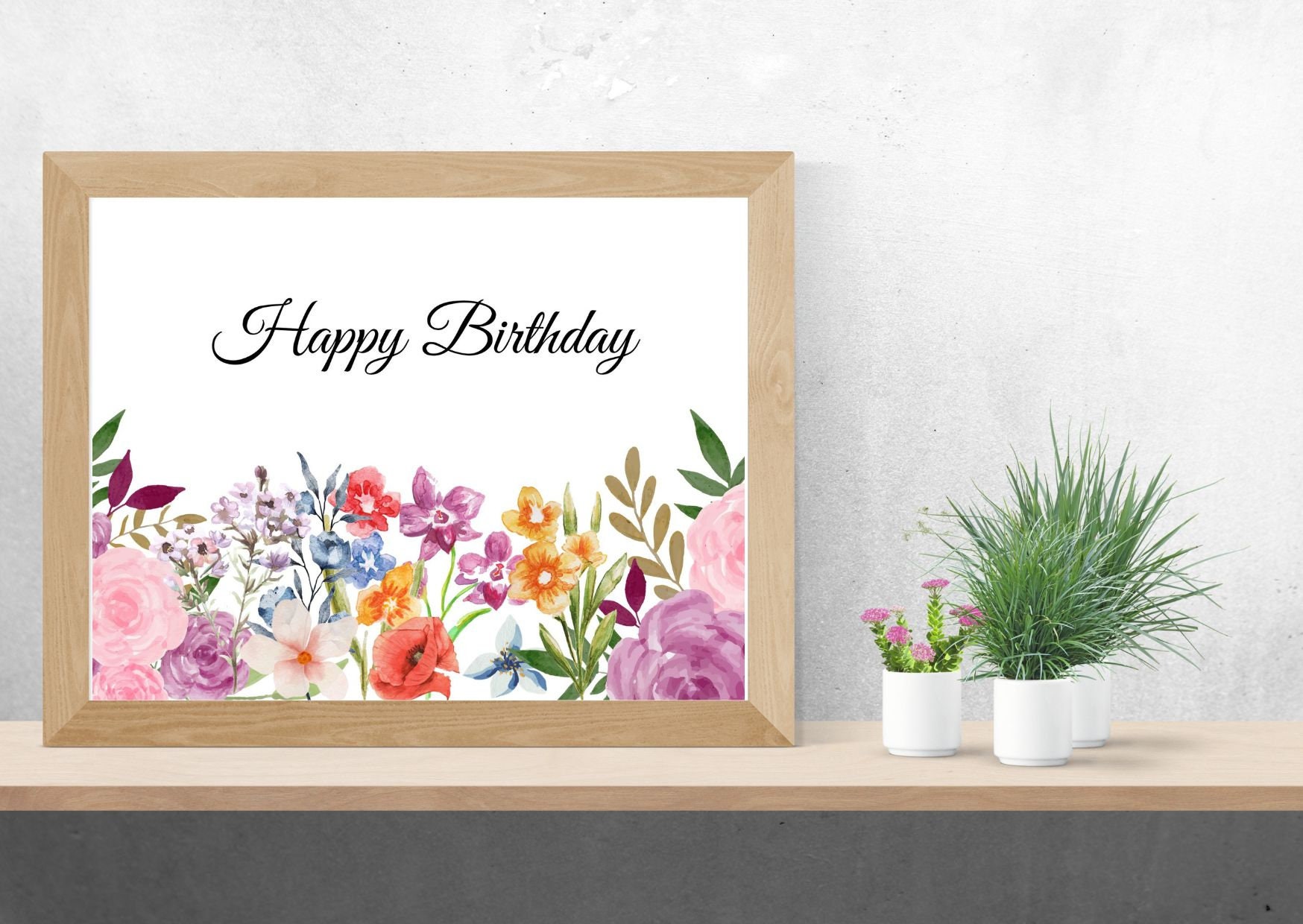 Floral Birthday Card: Printable Watercolor Design (digital Download) - Etsy