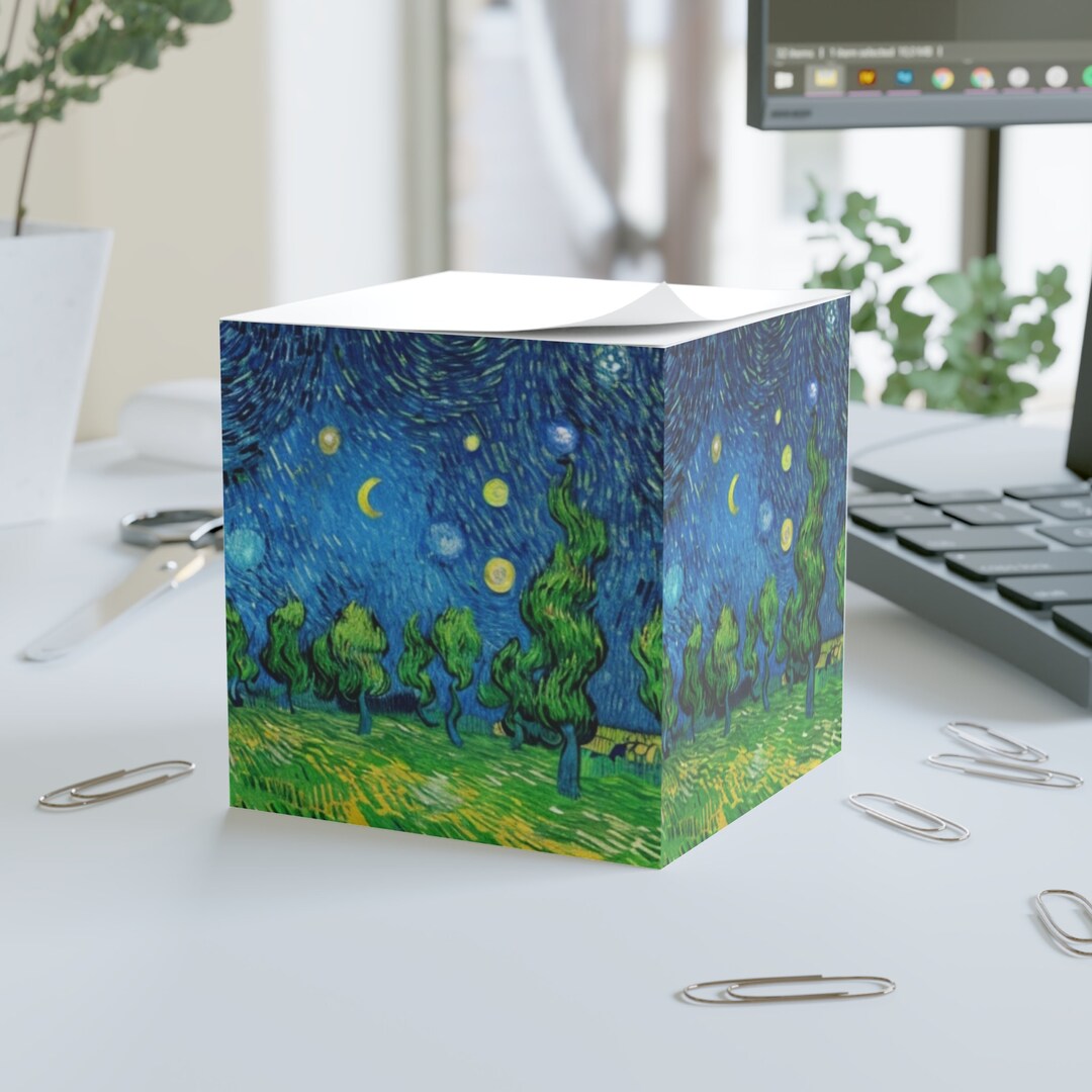 Starry Forest Decorative Paper Note Cube - Etsy