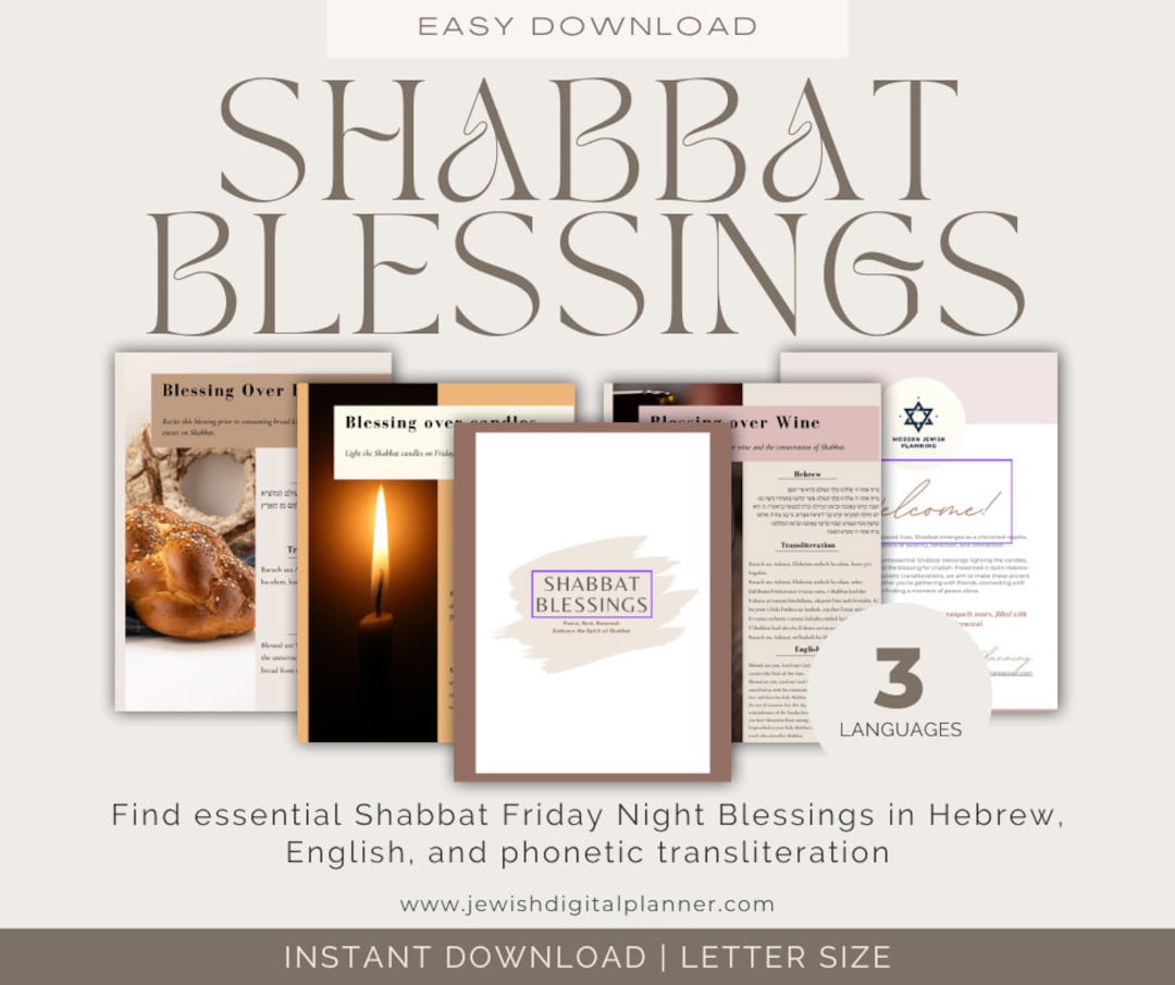 Shabbat Blessings | Shabbat Blessings Bundle PDF: Wine, Candle, & Bread ...
