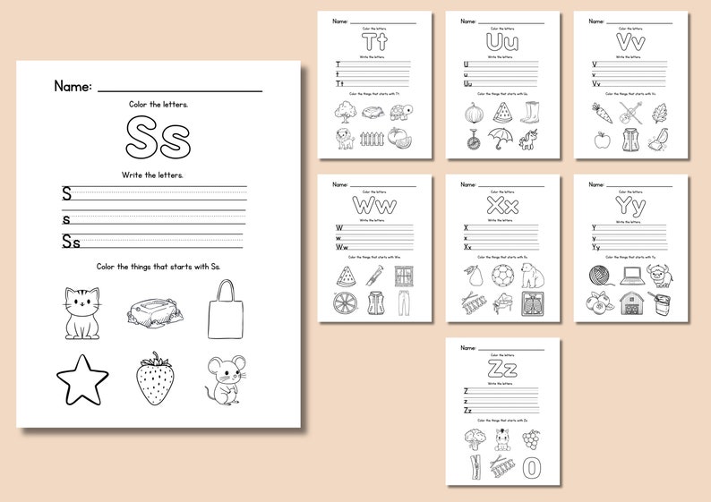 A to Z Trace and Color Worksheets - Etsy
