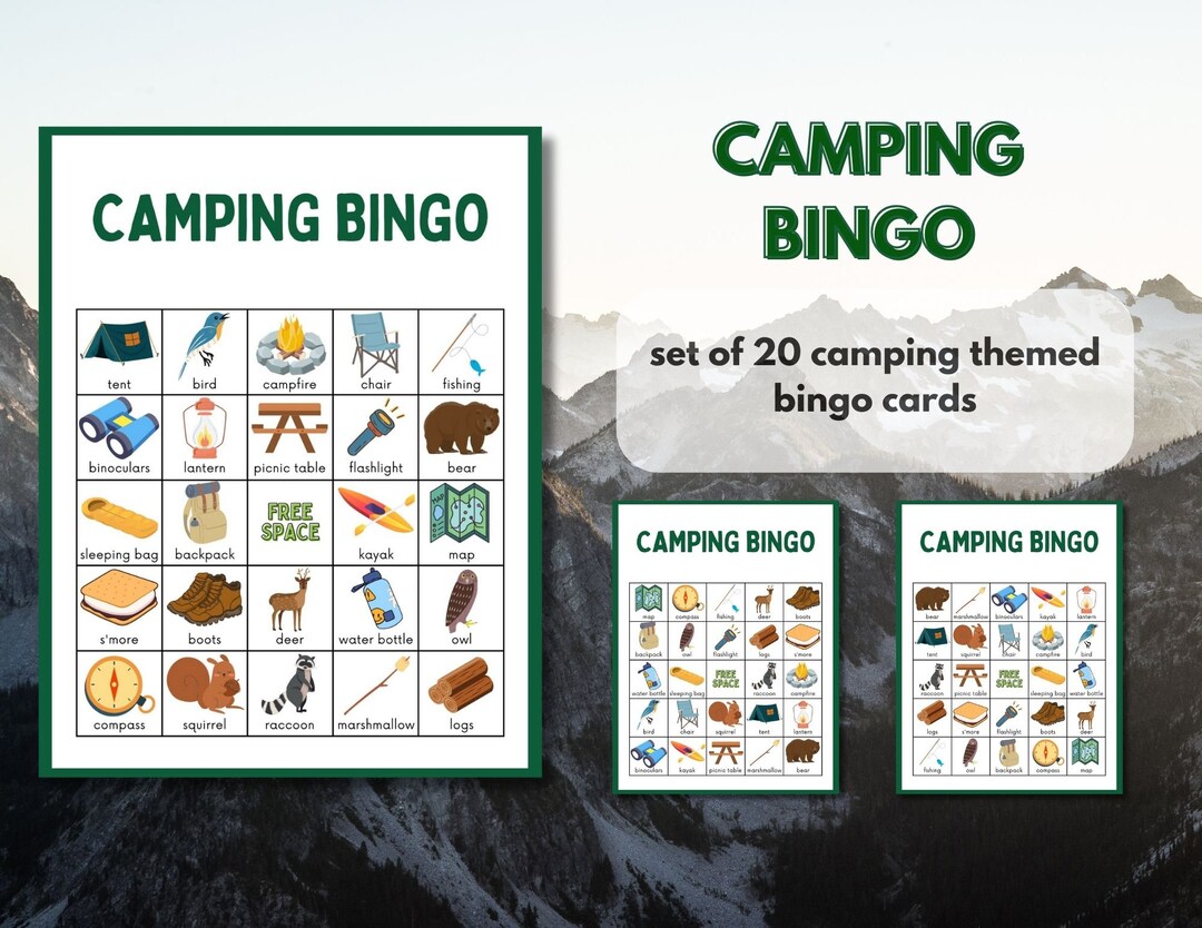 Camping Themed Bingo Cards - Etsy