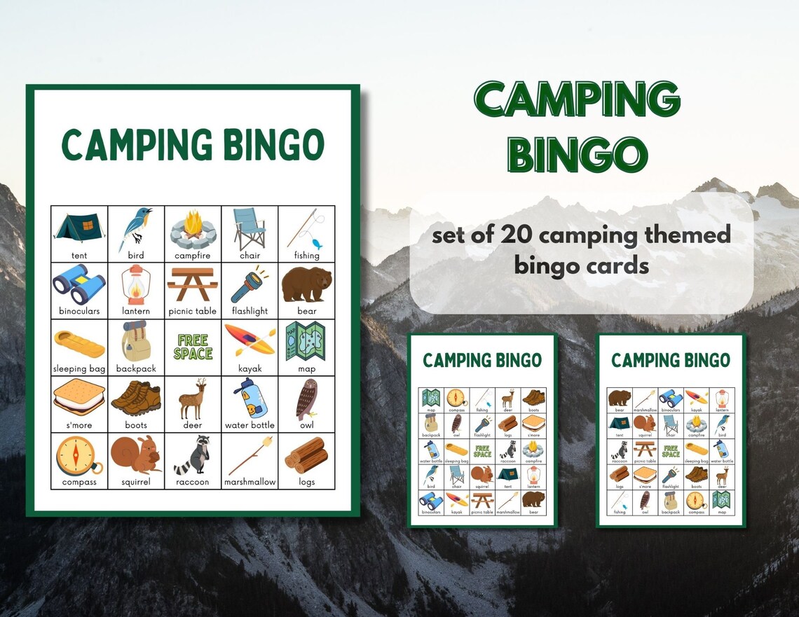 Camping Themed Bingo Cards - Etsy