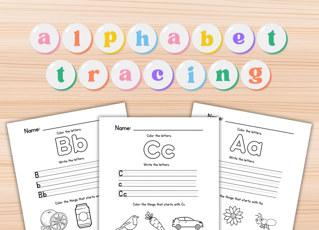 A to Z Trace and Color Worksheets - Etsy