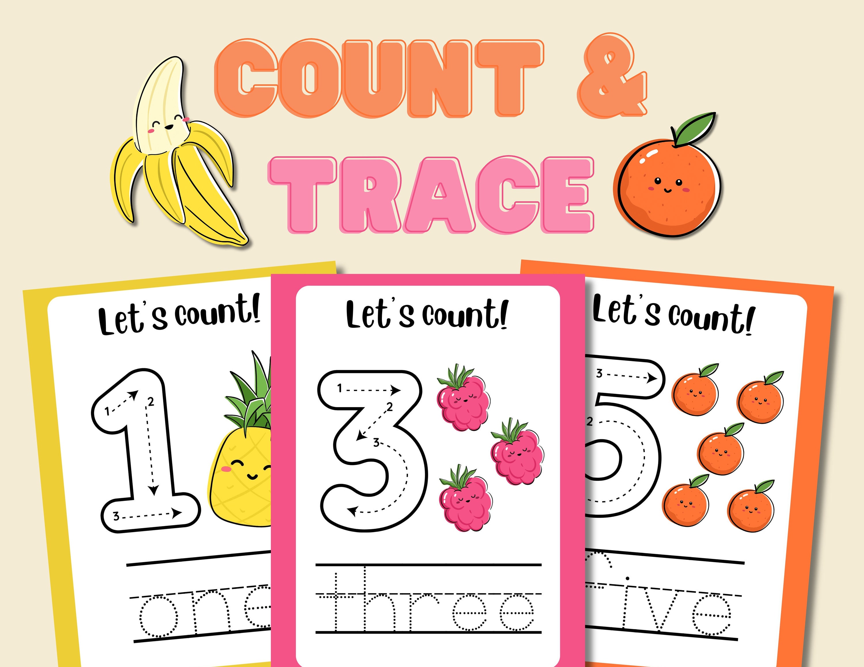 Preschool Kids Count and Trace 1-10 Worksheet - Etsy