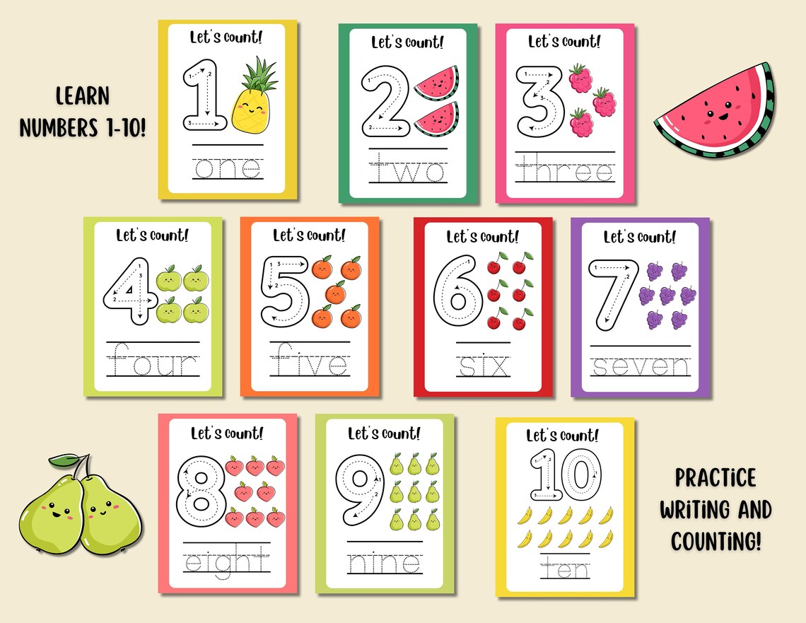 Preschool Kids Count and Trace 1-10 Worksheet - Etsy