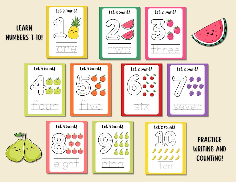 Preschool Kids Count and Trace 1-10 Worksheet - Etsy