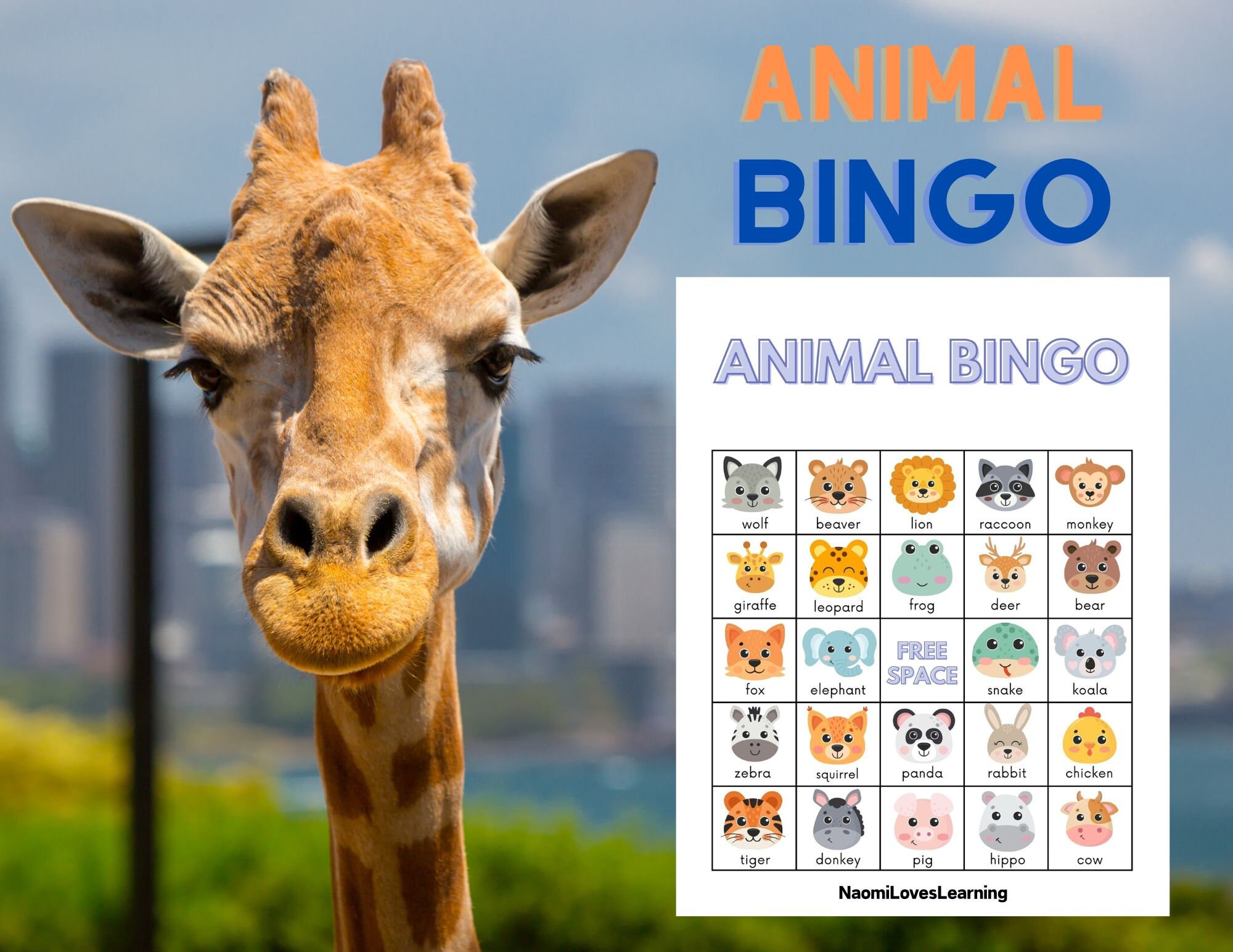 Animal Bingo Cards - Etsy