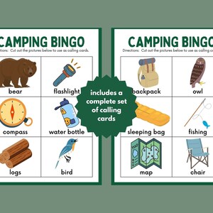 Camping Themed Bingo Cards - Etsy