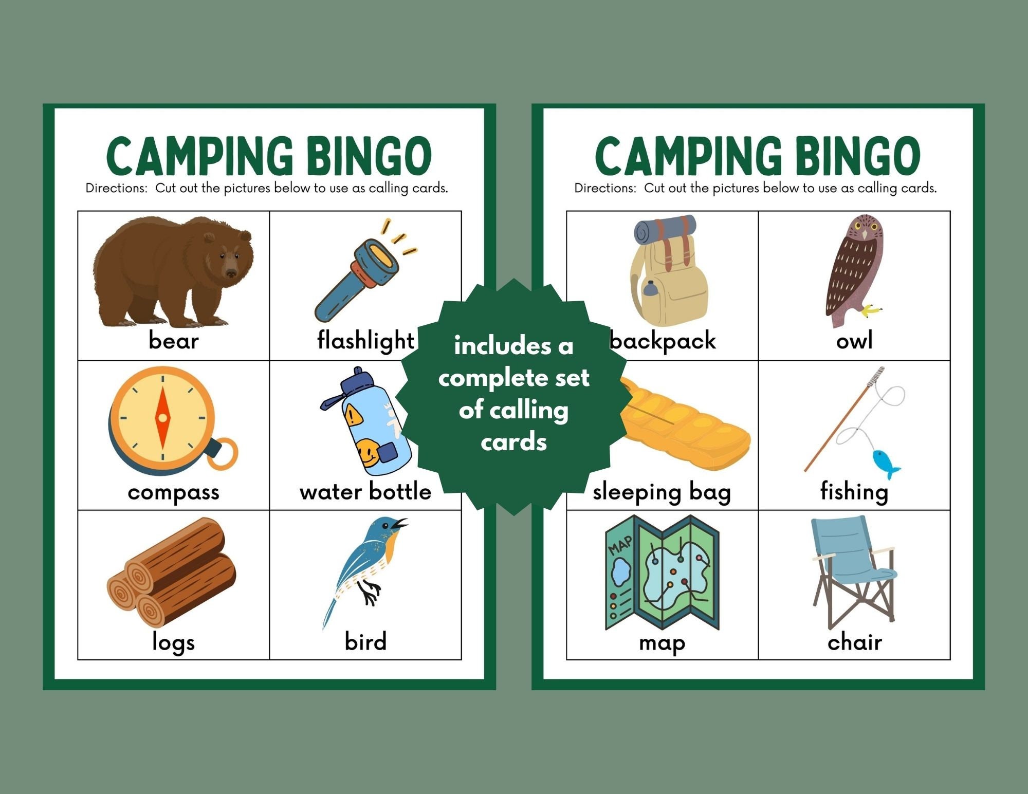 Camping Themed Bingo Cards - Etsy