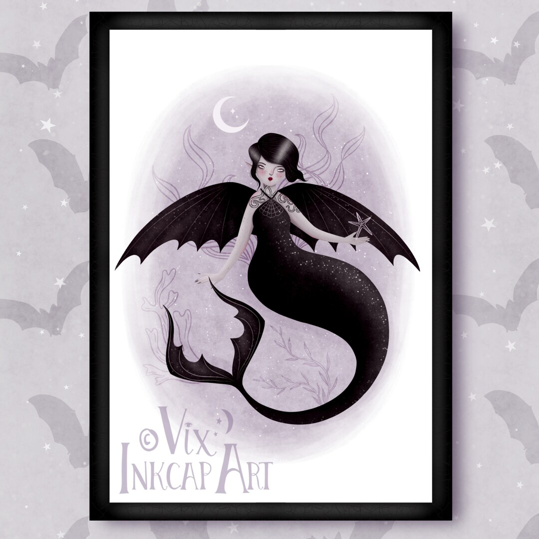 Gothic Mermaid Art Print, Witchy Mermaid Aesthetic, Mermay Art - Etsy