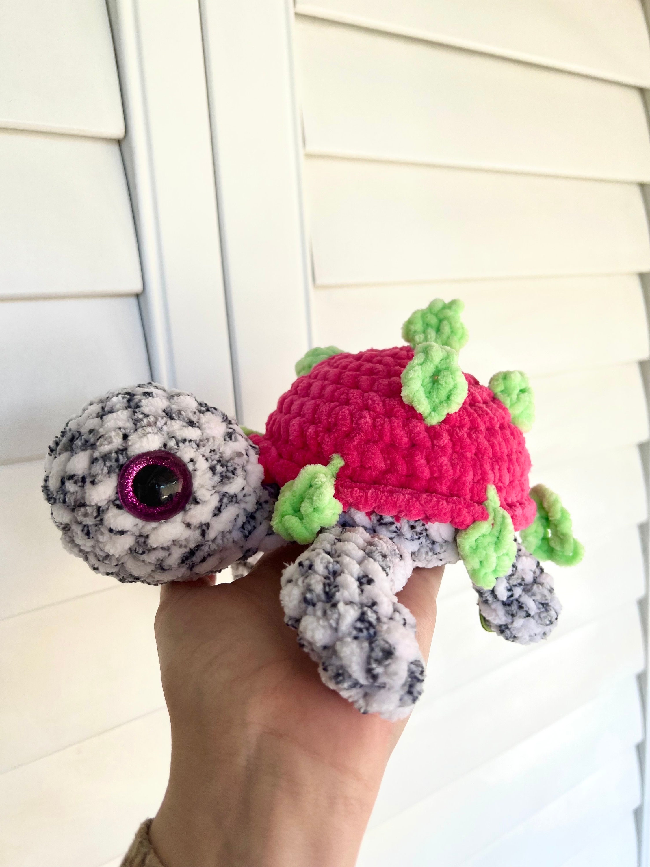 Dragon Fruit Crocheted Chunky Turtle Plushie - Etsy