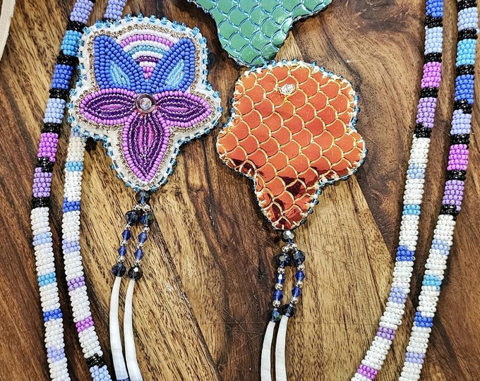 Beaded Double Rope With Attachable Medallion and Beaded Dentalium ...