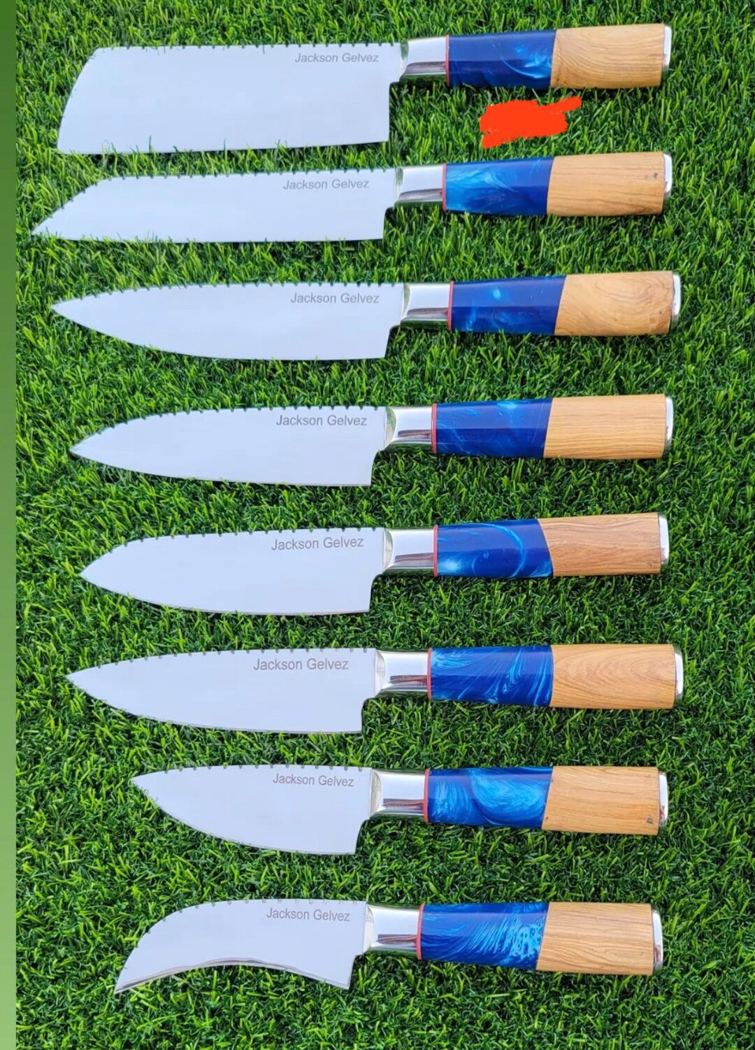 Custom Forged Damascus Steel Chef BBQ 5 PCS Kitchen Knife Set, Handmade ...