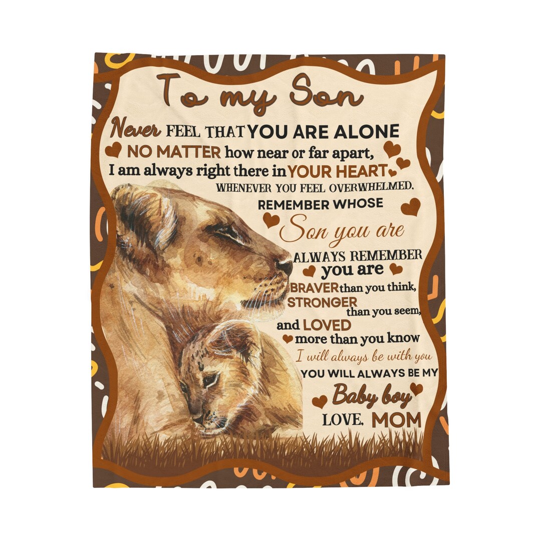 To My Son Lion Hearted Love Soft Velveteen Minky Blanket From Mom Throw ...