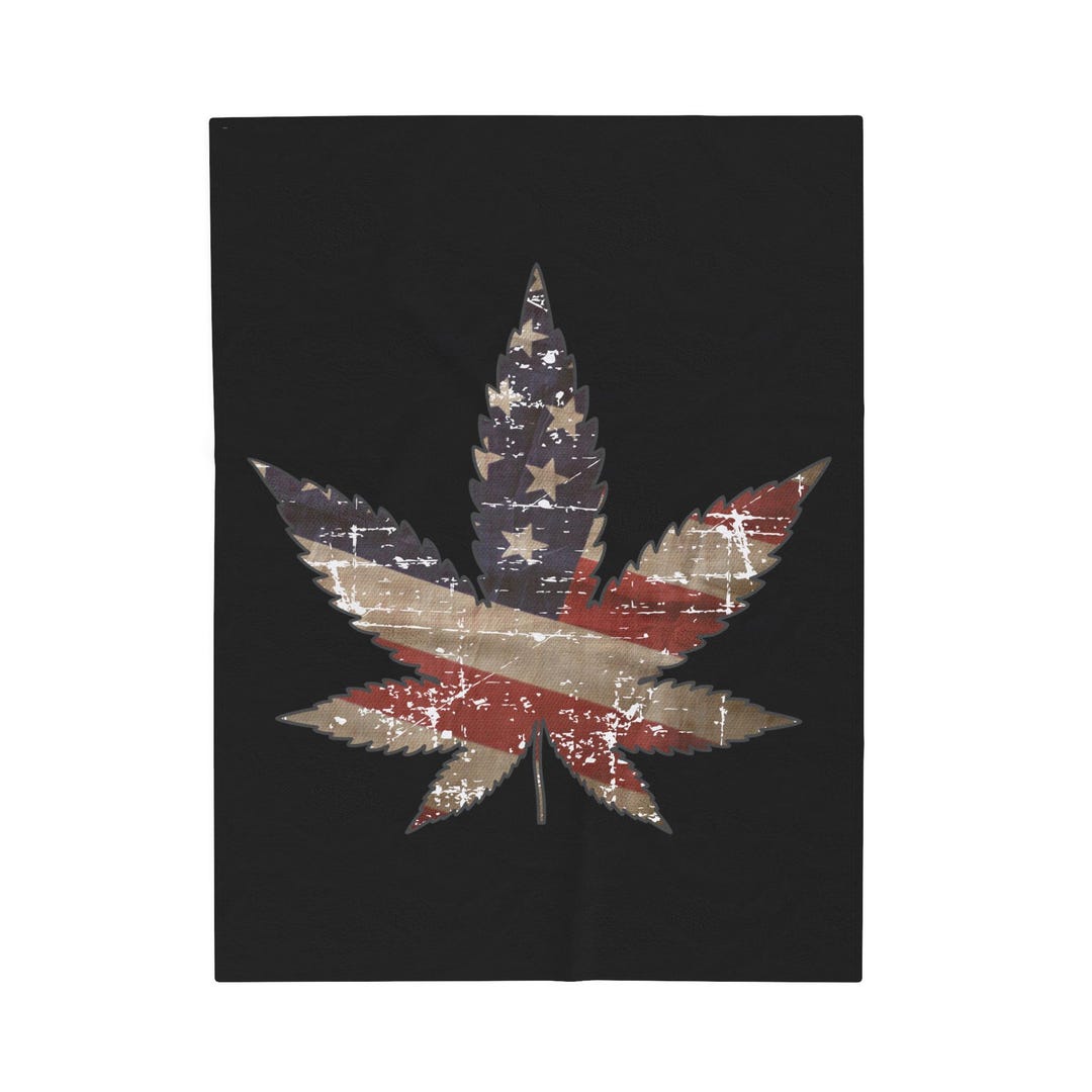 American Flag Marijuana Leaf Blanket Cannabis Throw Hashish Dope ...