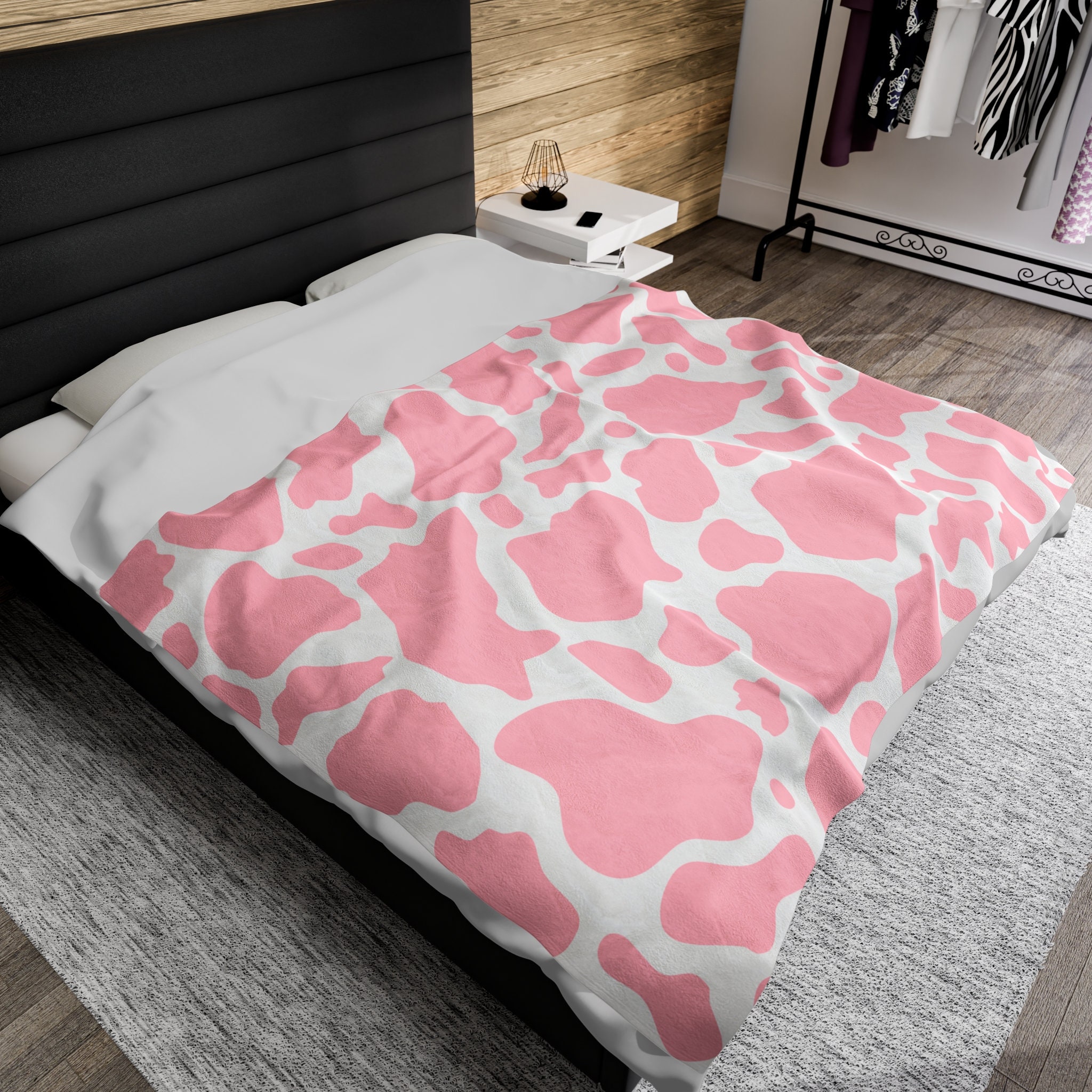 Pink Cow Print Plush Blanket - Etsy