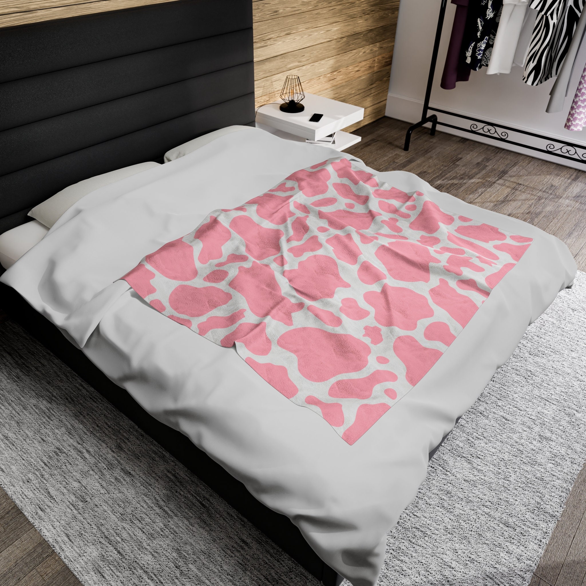 Pink Cow Print Plush Blanket - Etsy