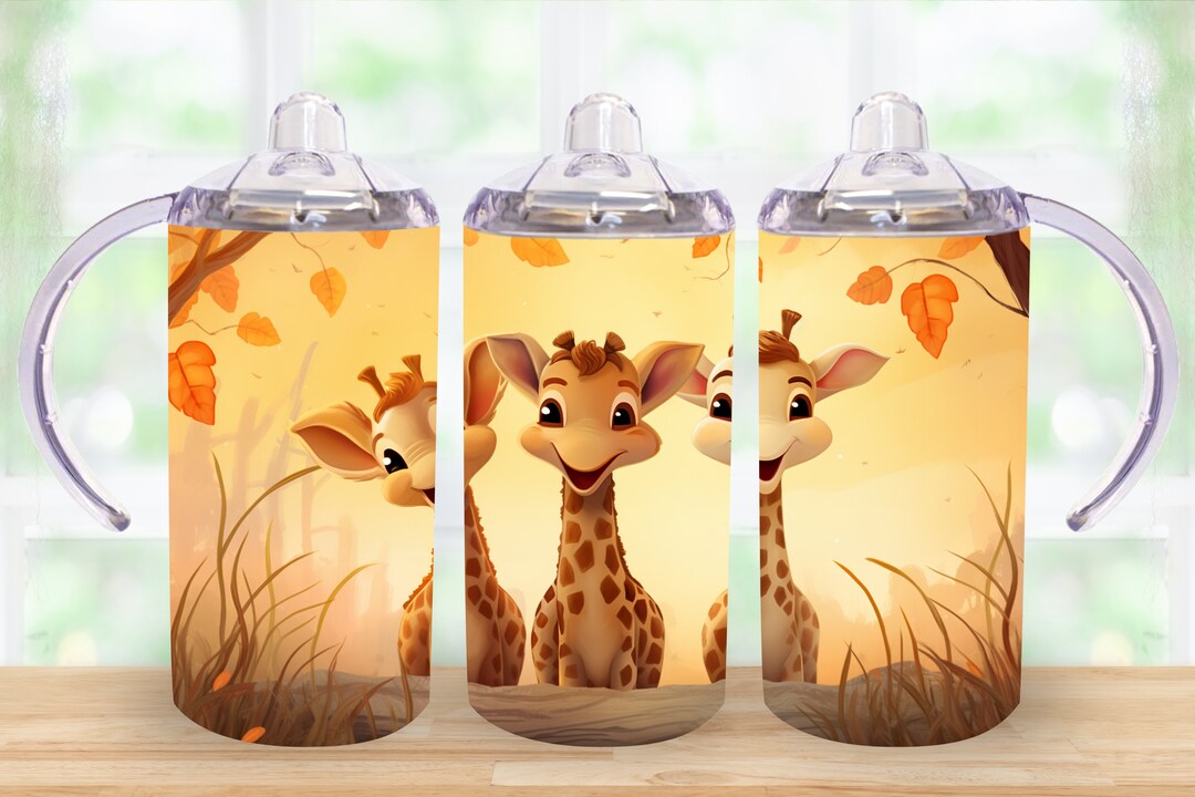 Baby Giraffes 12 Oz Sippy Cup Sublimation Design, Straight 12 Oz ...