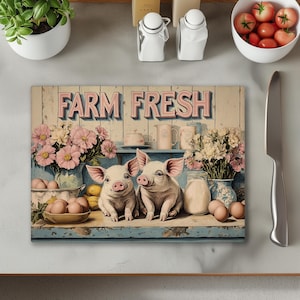 Cutting Board Sublimation Design Farm Fresh Cute Piglets Chopping Board ...