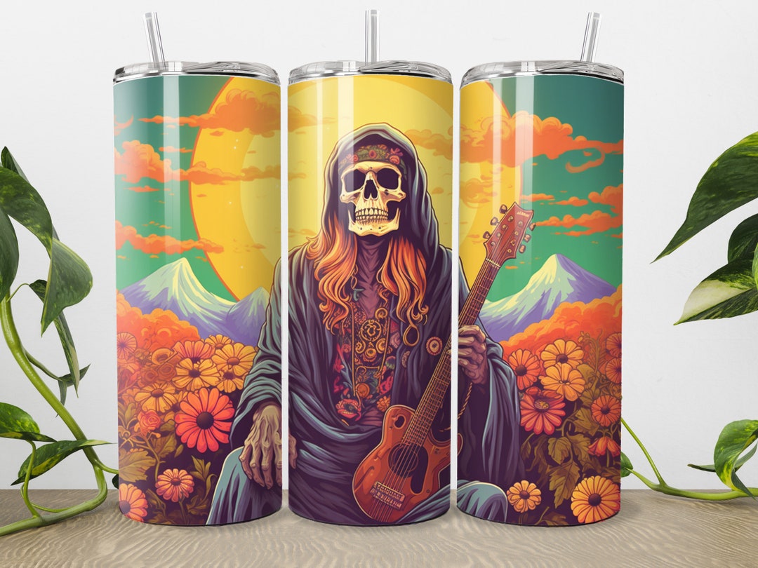 Groovy Hippie Halloween Grim Reaper 20 Oz Skinny Tumbler Sublimation ...