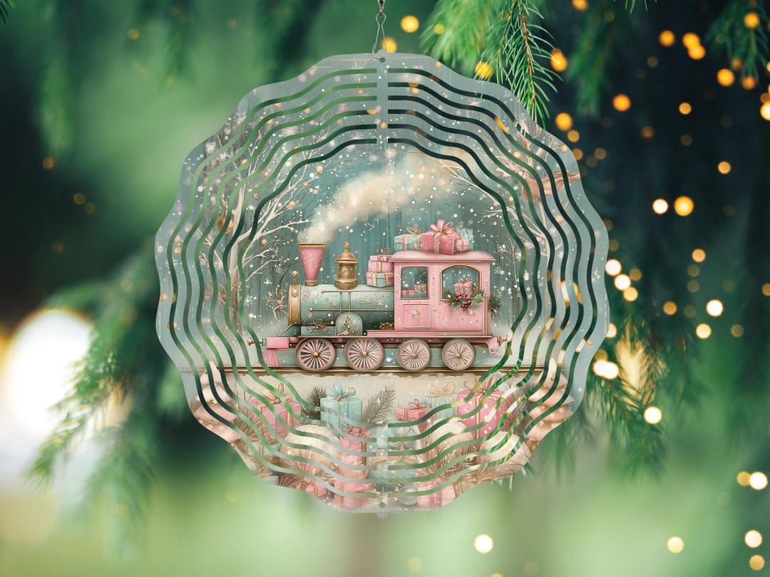 Watercolor Christmas Train Wind Spinner Sublimation Design (digital ...